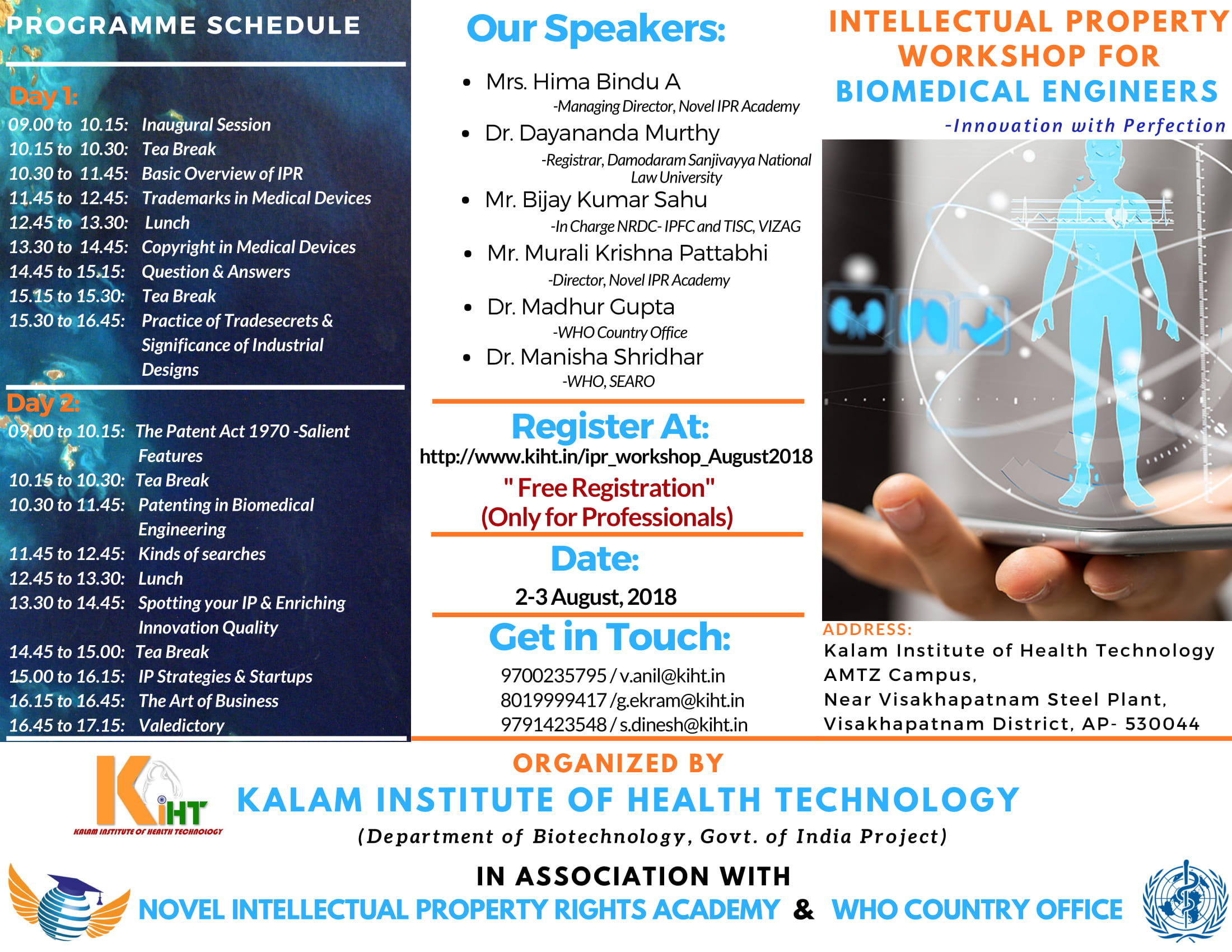 IPR Workshop for Biomedical Professionals-1 - KALAM INSTITUTE OF HEALTH ...