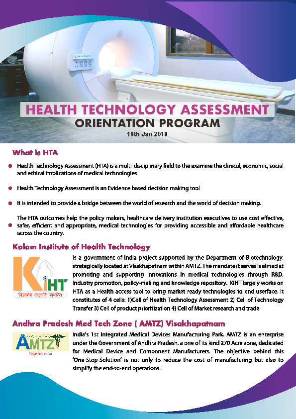 HTA_Orientation_Brochure - KALAM INSTITUTE OF HEALTH TECHNOLOGY