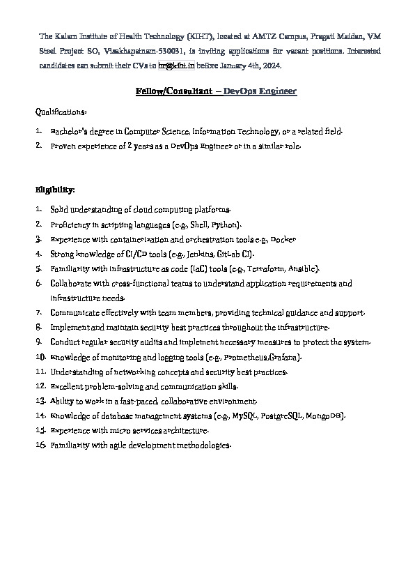 DevOps_Engineer - KALAM INSTITUTE OF HEALTH TECHNOLOGY